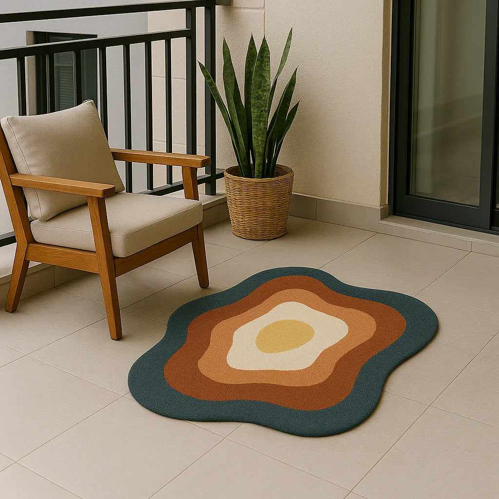 Sunset Layers Balcony Rug – Irregular Faux Cashmere Outdoor Mat | A ...