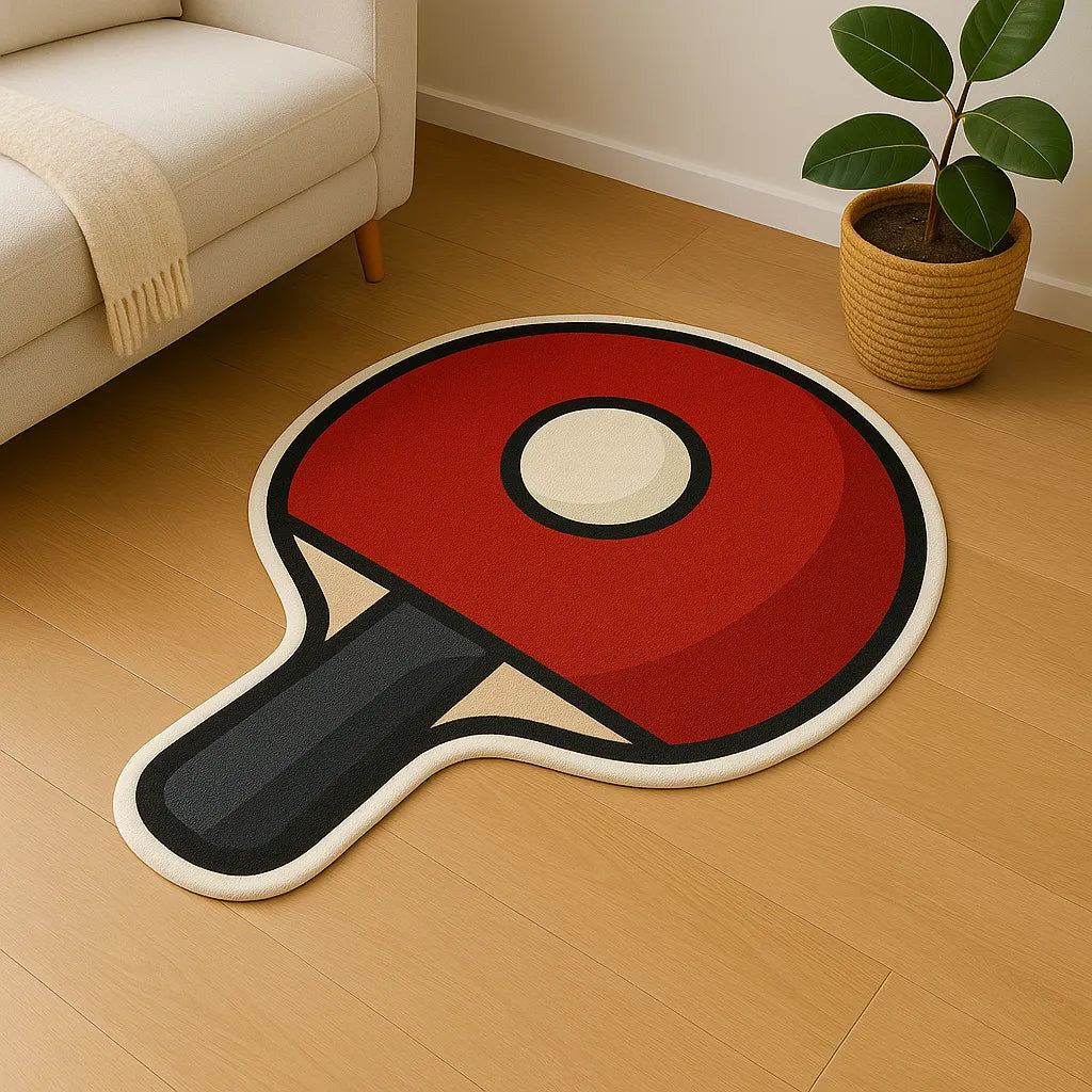 Ping Pong Pop Rug – Faux Cashmere Cartoon Paddle Rug | A Print Nest